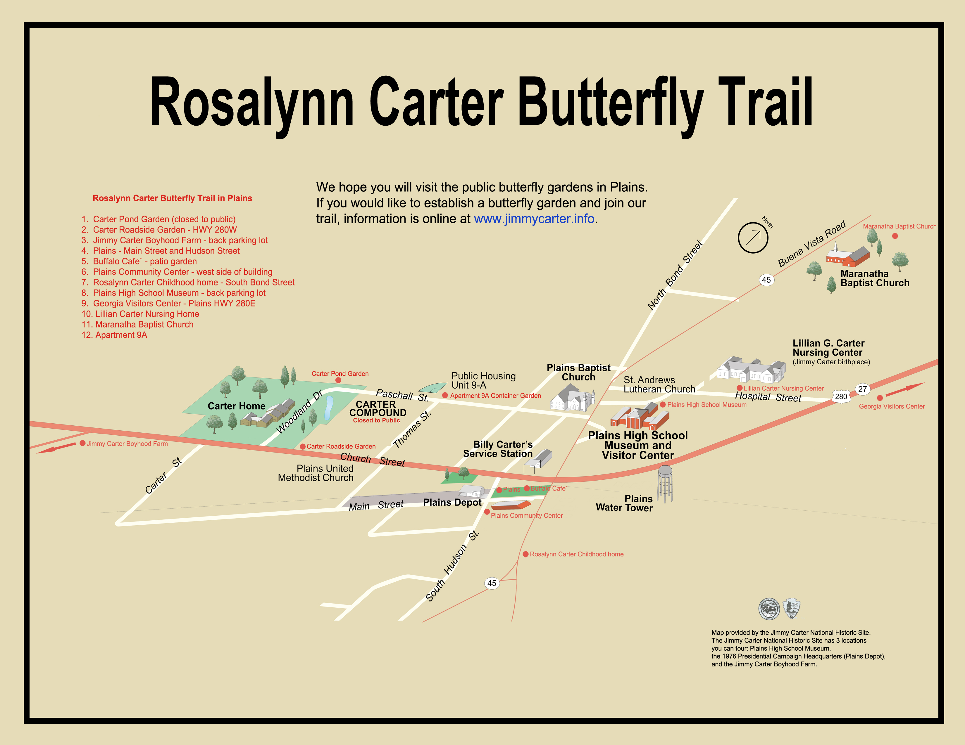 Butterfly Trail Map | Jimmy and Rosalynn Carter